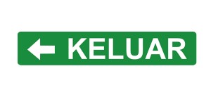 Slim Line Single Side White Legend LED Keluar Sign – Arrow left